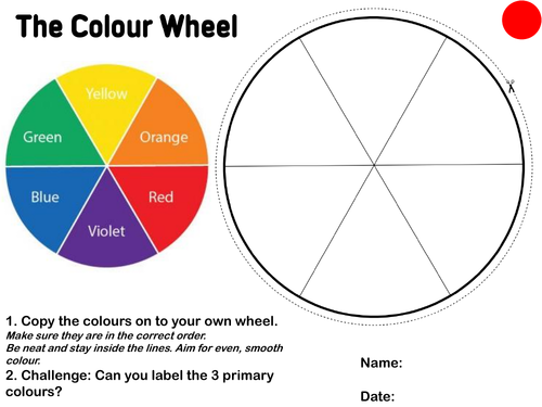 Colour Wheel Worksheet KS3 Differentiated | Teaching Resources