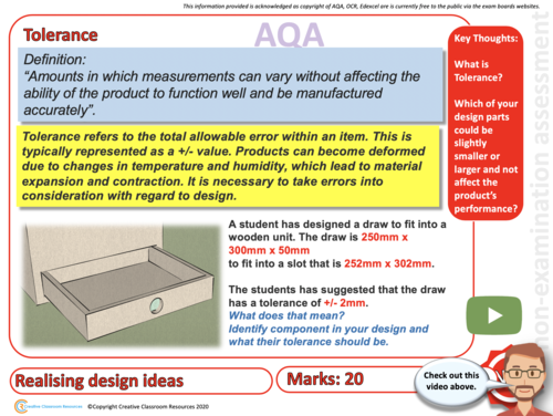 GCSE DT NEA AQA Guide to Section E – Realising Design Ideas - NEW ...