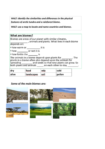 Biomes -arctic tundra compared to rainforest | Teaching Resources
