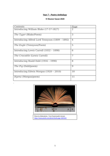 Year 7 Poetry Anthology | Teaching Resources