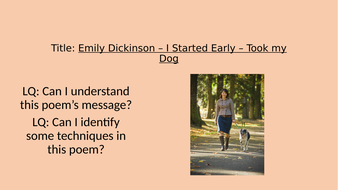 Edexcel Emily Dickinson I Started Early Took My Dog | Teaching Resources