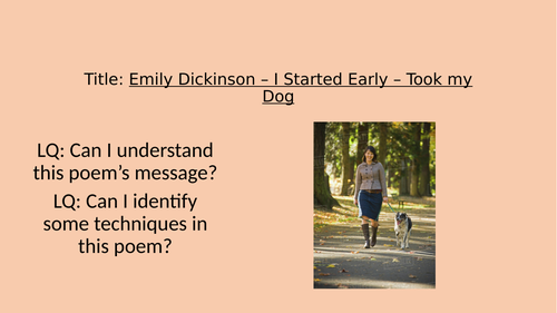 Edexcel Emily Dickinson I Started Early Took My Dog | Teaching Resources