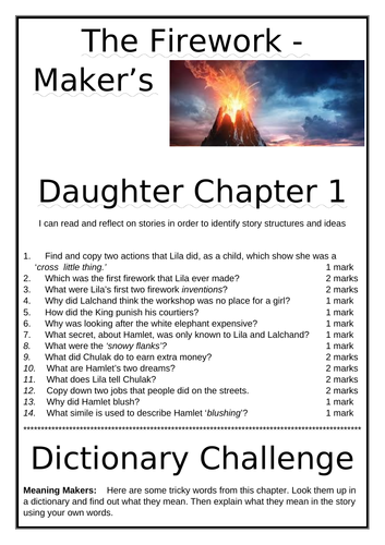 Firework-Maker's Daughter Chapter One: 2 x Comprehension tasks ...