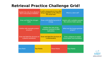 IB Biology HL retrieval practice grid (half course) | Teaching Resources