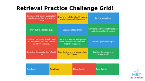Environment / Ecology retrieval practice grid | Teaching Resources