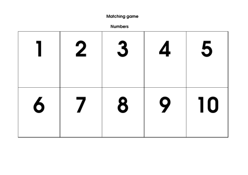 Maths counting, recognising and matching numbers game cards and ...
