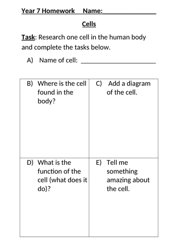 AQA KS3 Cells and Movement (skeleton, muscles, all types of cell ...