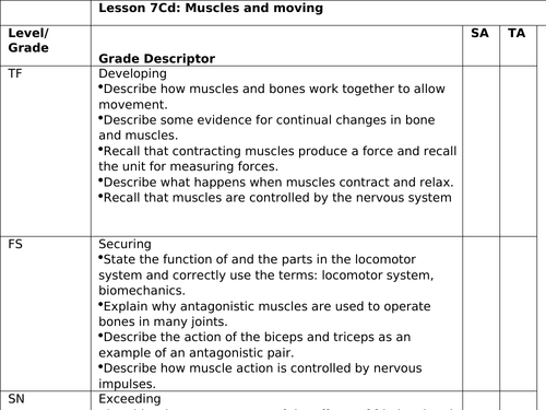AQA KS3 Cells and Movement (skeleton, muscles, all types of cell ...