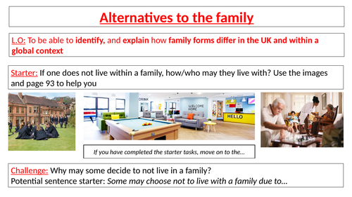 AQA GCSE Sociology - Families - Alternatives to the family | Teaching ...