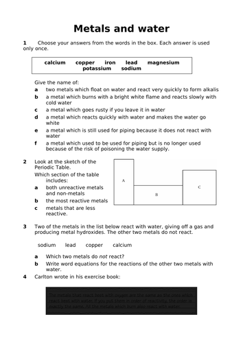 AQA KS3 Reactivity of Metals COMPLETE LESSONS | Teaching Resources