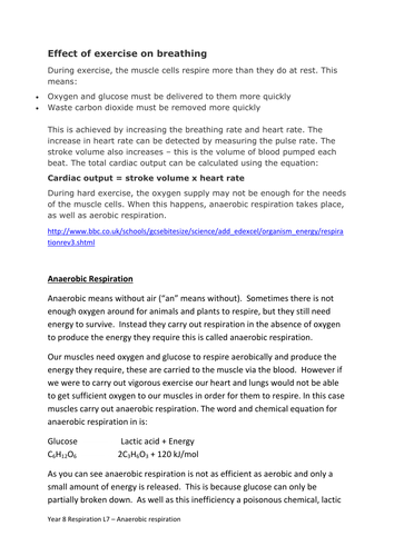 AQA KS3 Breathing and Respiration COMPLETE LESSONS | Teaching Resources