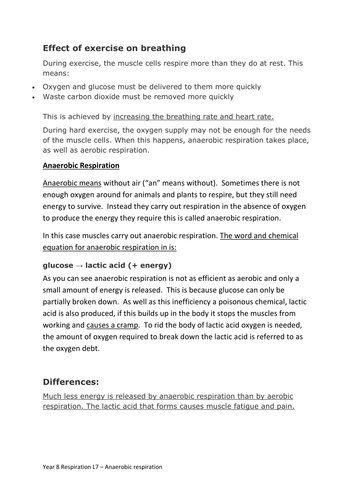AQA KS3 Breathing and Respiration COMPLETE LESSONS | Teaching Resources