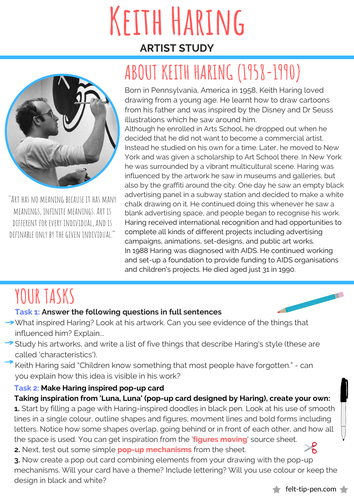 Keith Haring artist research & analysis worksheet | Teaching Resources