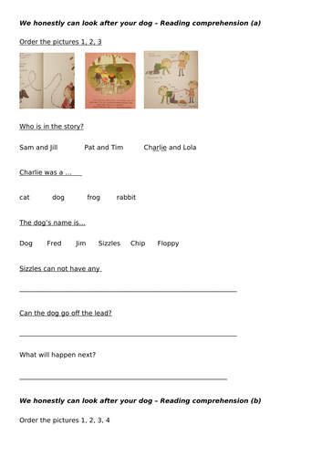 We honestly can look after your dog - Year 1 - Differentiated Reading ...