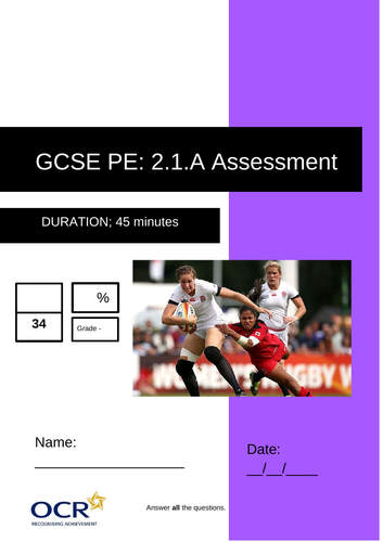 GCSE PE (OCR) 2.1.a Engagement Patterns - End of unit test | Teaching ...