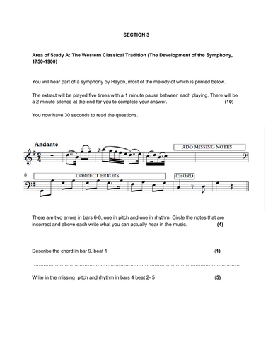 Eduqas A Level Music Rhythmic & Melodic Dictation | Teaching Resources