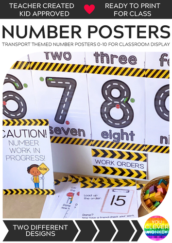 Road Themed Number Posters 0-10 | Teaching Resources