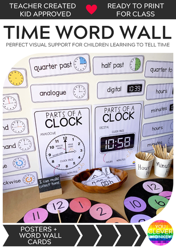Telling Time Posters + Word Wall Pack | Teaching Resources