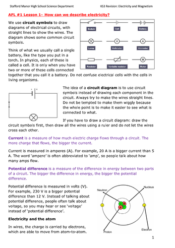 KS3 Electricity and Magnetism unit topic revision booklet | Teaching ...