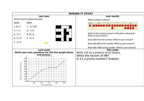 Make it stick-Math revision | Teaching Resources