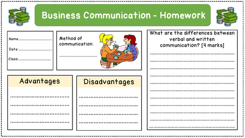 Business Communication Homework | Teaching Resources