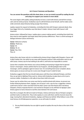 Antony and Cleopatra Whole Scheme Year 9 | Teaching Resources