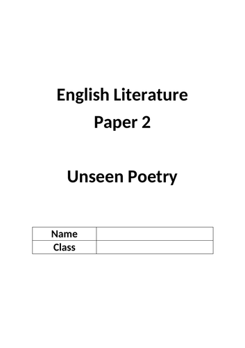 Unseen poetry bundle | Teaching Resources
