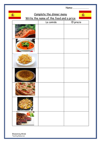 Spanish Lesson and Resources - Dinner | Teaching Resources