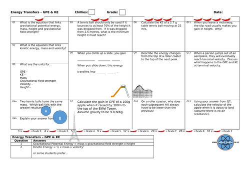 Energy Transfers - Kinetic & Gravitational Potential Energy ...