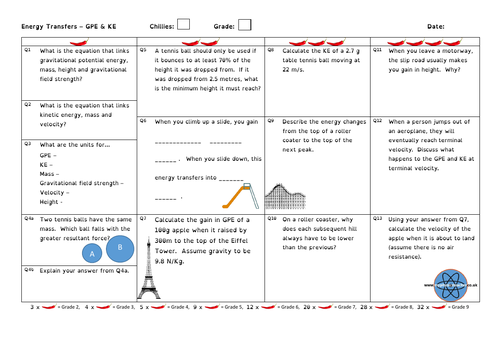 Energy Transfers - Kinetic & Gravitational Potential Energy ...