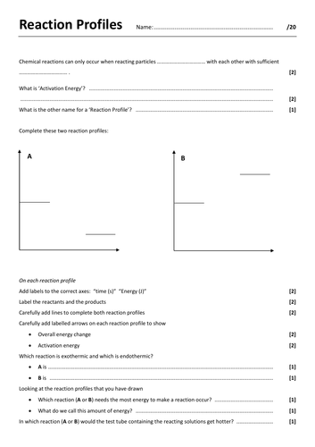 Topic 5: Energy Changes Revision Questions and Answer Sheets (inc ...