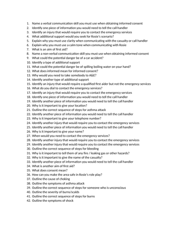 First Aid LO1 & LO2 Health and Social Care RO31 | Teaching Resources