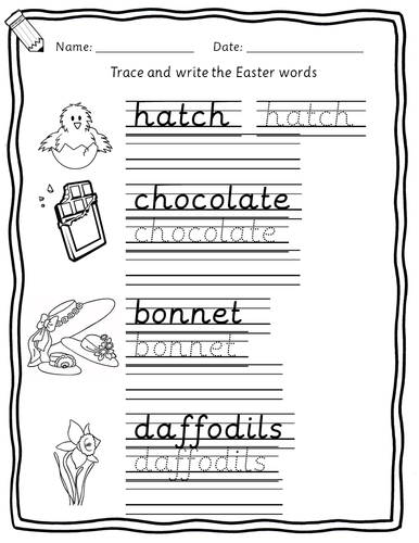 Easter vocabulary phonics writing worksheets | Teaching Resources