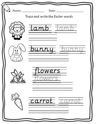 Easter vocabulary phonics writing worksheets | Teaching Resources