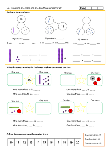 one more one less within 20 | Teaching Resources