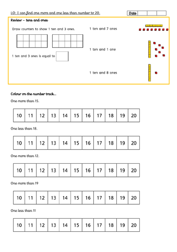 one more one less within 20 | Teaching Resources