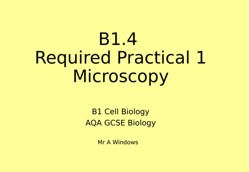 B1 Cell Biology - AQA GCSE biology (9-1) | Teaching Resources