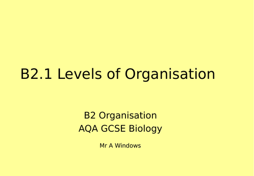 B2 Organisation - AQA GCSE Biology (9-1) | Teaching Resources