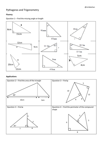 Pythagoras and Trig Interleaved Worksheet | Teaching Resources