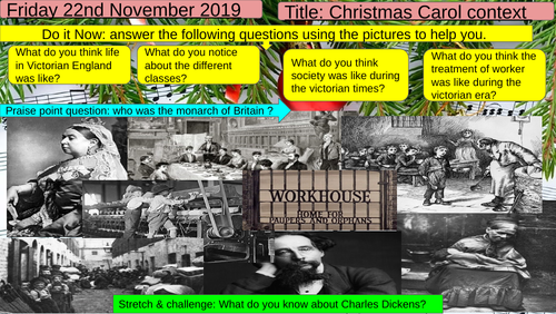 Christmas Carol Context Lesson | Teaching Resources