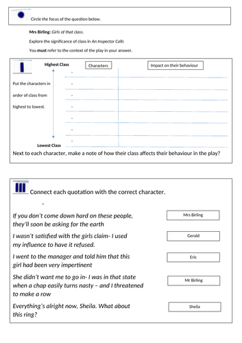 An Inspector Calls Essay Planning on Class | Teaching Resources