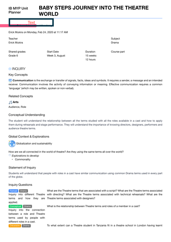 Grade 6 and 7 unit-Introduction to Drama and Theatre Studies | Teaching ...