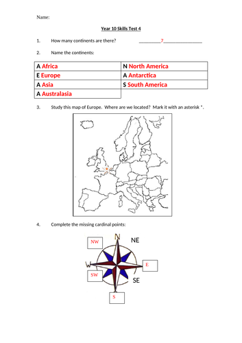 Geography Skills tests GCSE | Teaching Resources