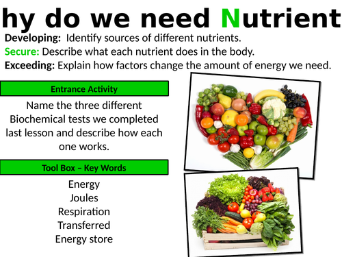 Exploring Science 8A Food and Nutrition | Teaching Resources