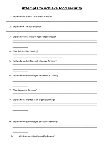 Attempts to achieve food security | Teaching Resources