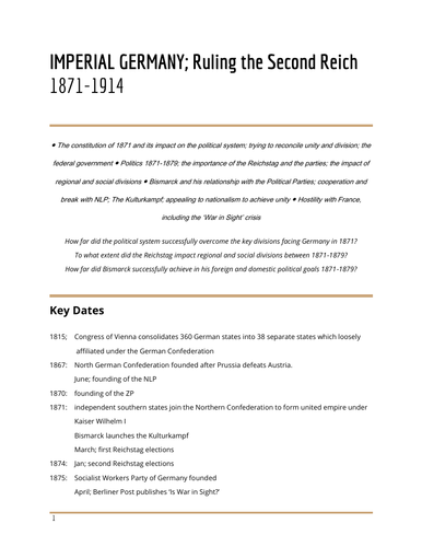 Bismarck & Imperial Germany: 1871-1914 | Teaching Resources
