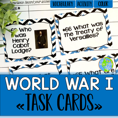World War I Task Cards and Recording Sheet | Teaching Resources