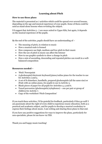 Learning about Pitch | Teaching Resources