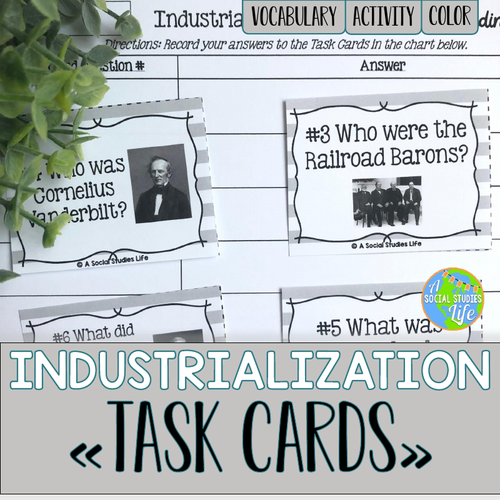 Industrialization Task Cards and Recording Sheet | Teaching Resources