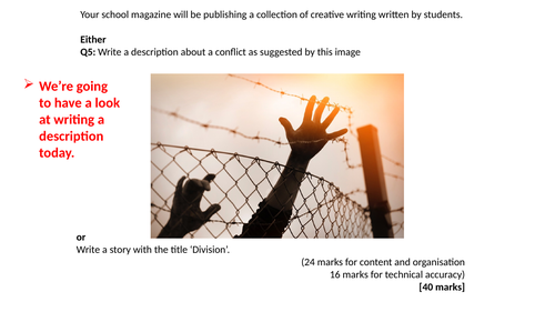 AQA English Language Paper 1 - Question 5 Exemplar question, answer and ...